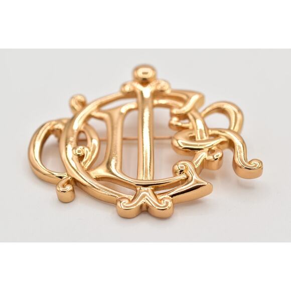 Dior | Jewelry | Christian Dior Vintage Logo Pin Brooch Insignia Script ...